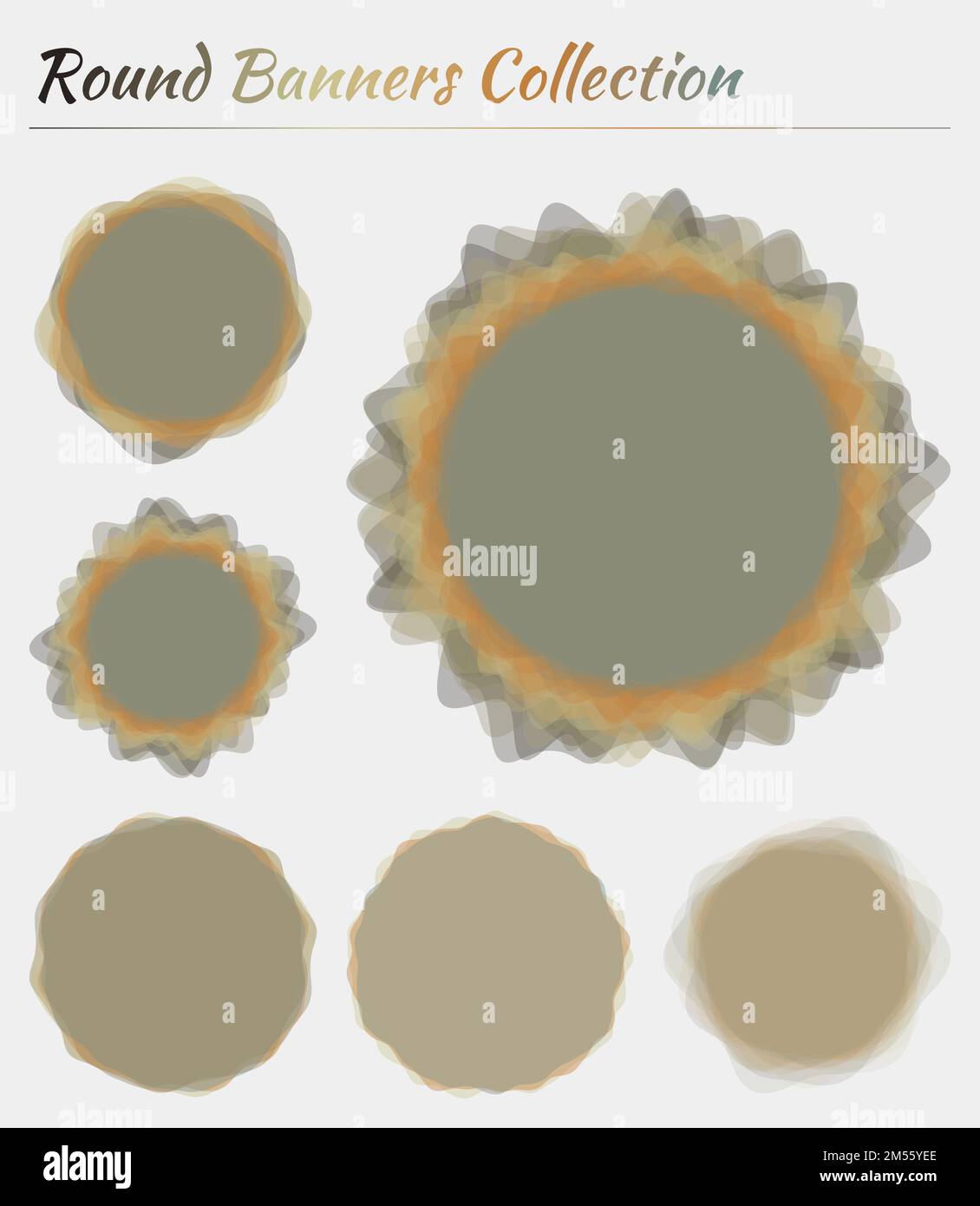 Round labels. Circular backgrounds in black, green, and brown colors ...