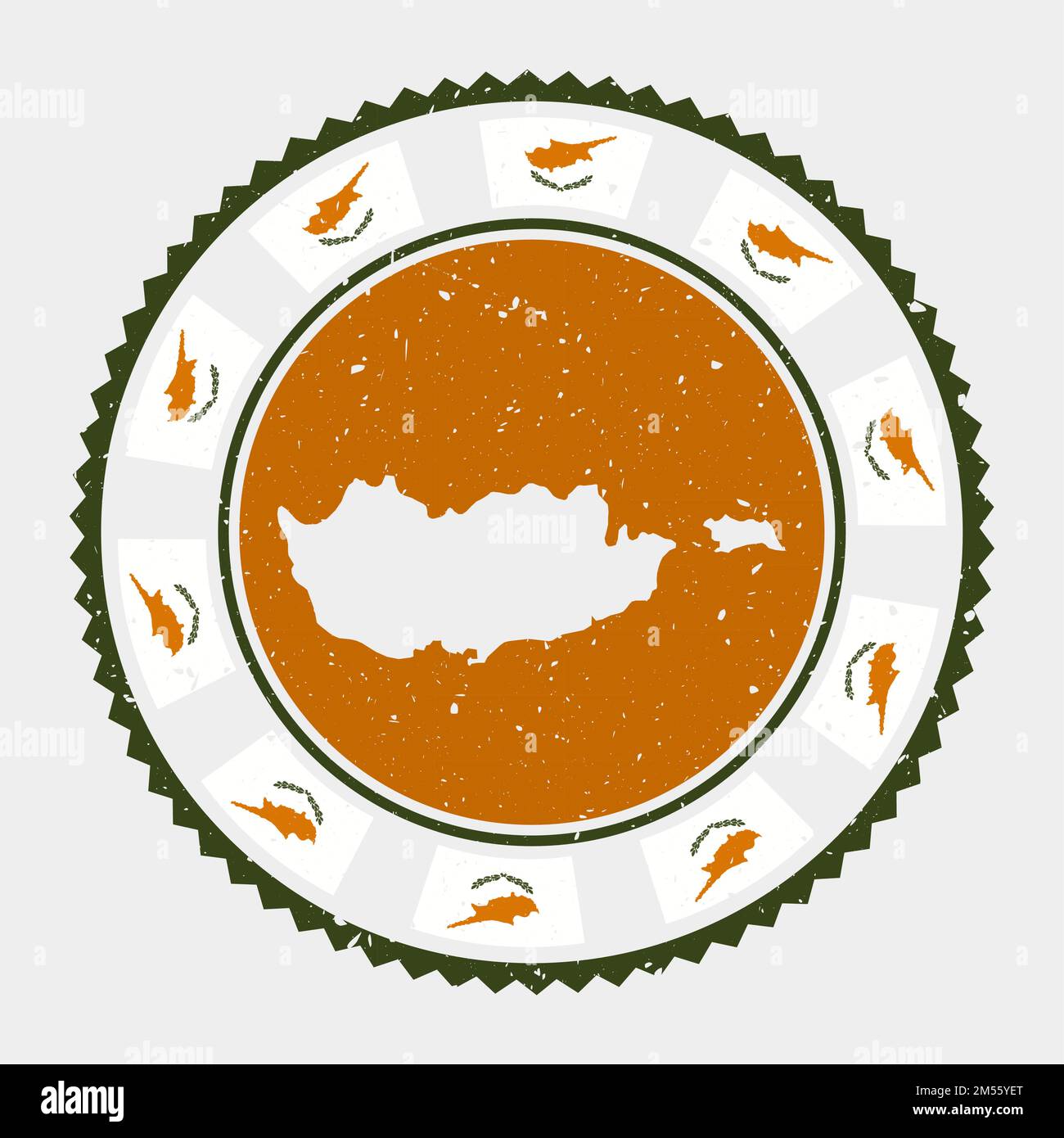 Cyprus grunge stamp. Round logo with map and flag of Cyprus. Country ...