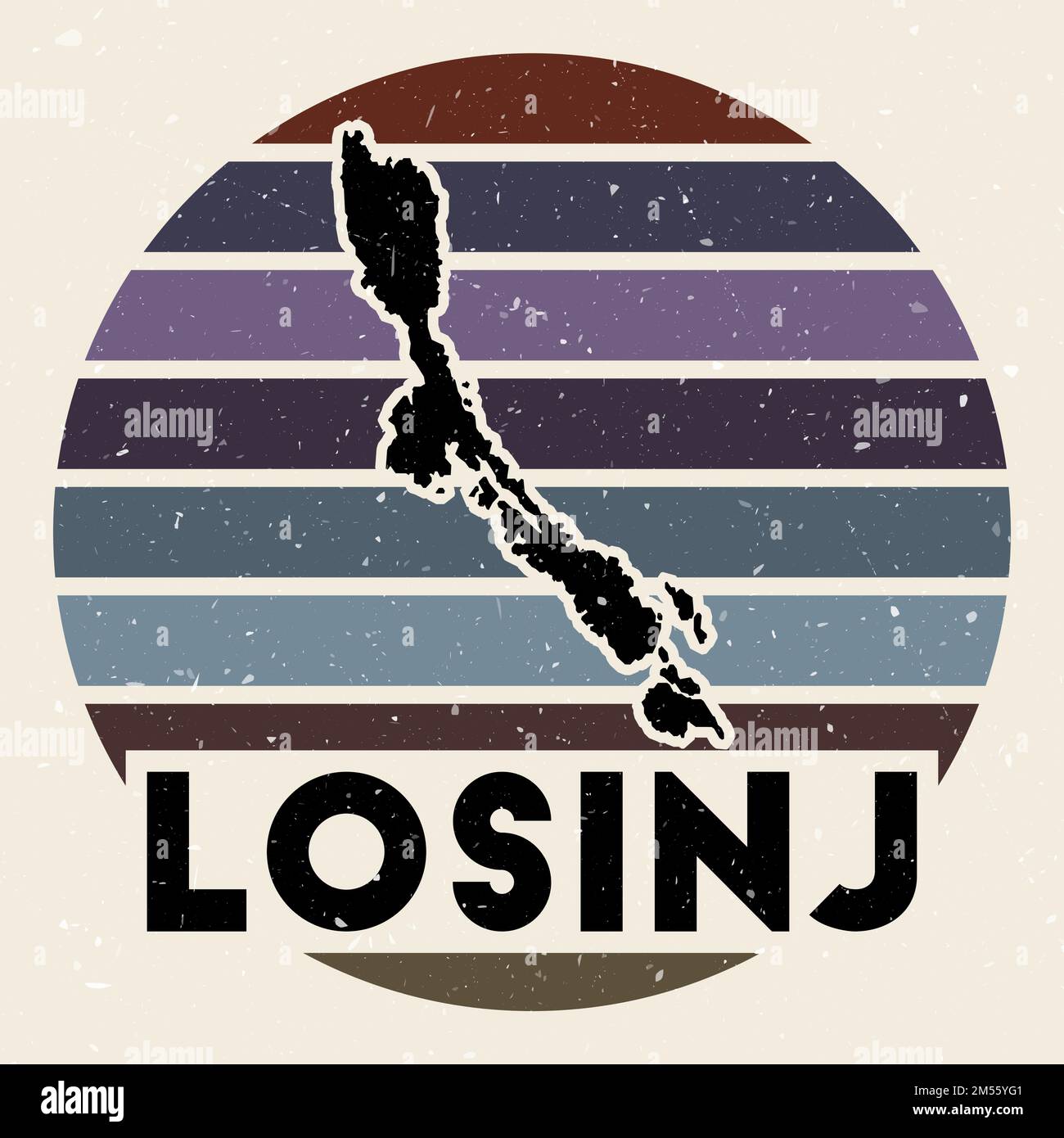 Losinj logo. Sign with the map of the island and colored stripes ...