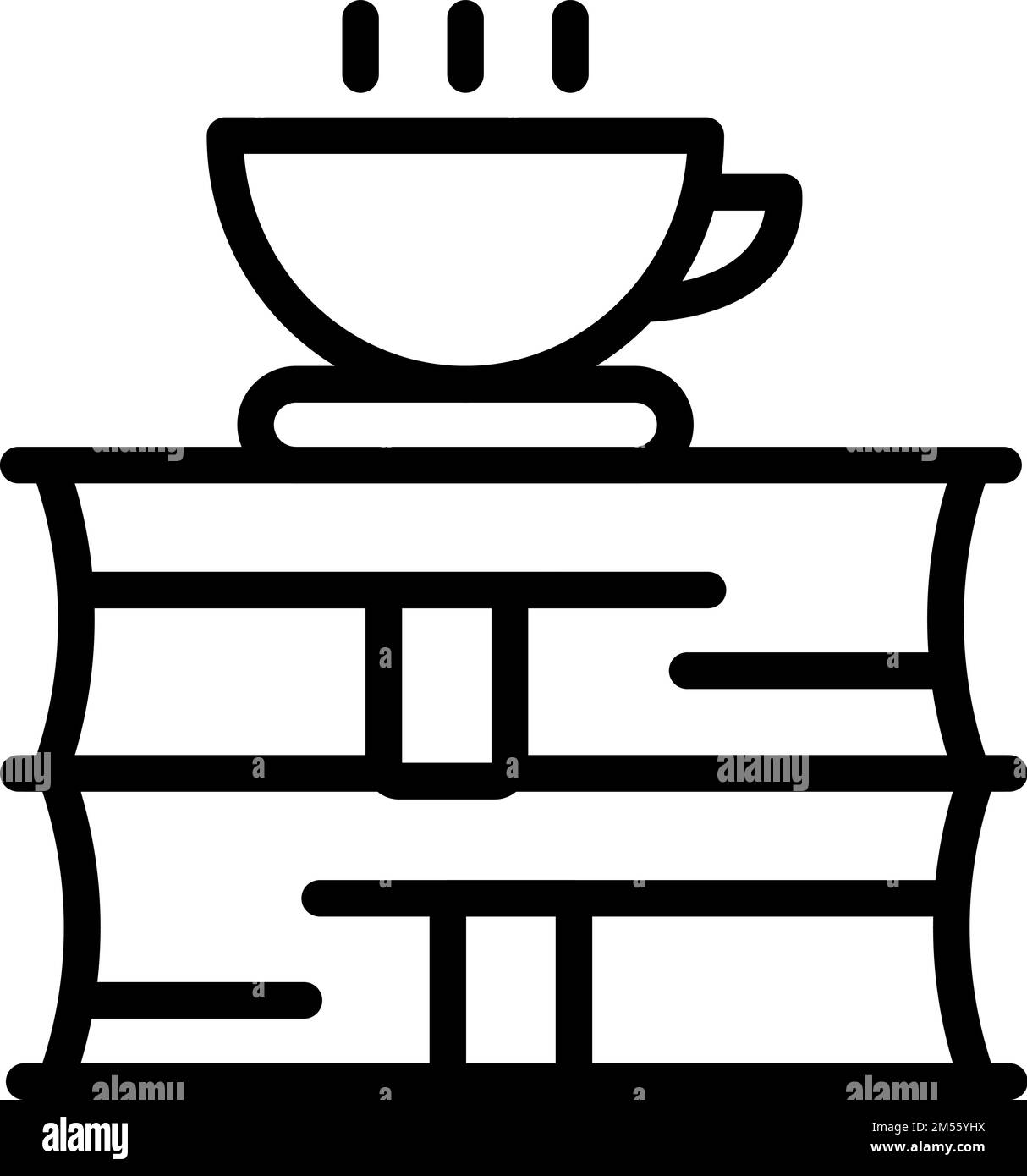 Tea cup stack book icon outline vector. Club student. People school ...
