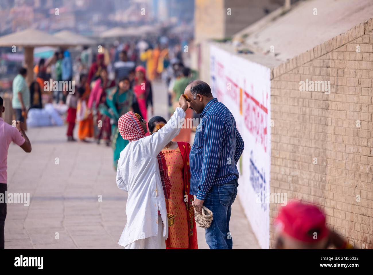 Varanasi, India - Nov: Portrait of Indian tourists participating in ...