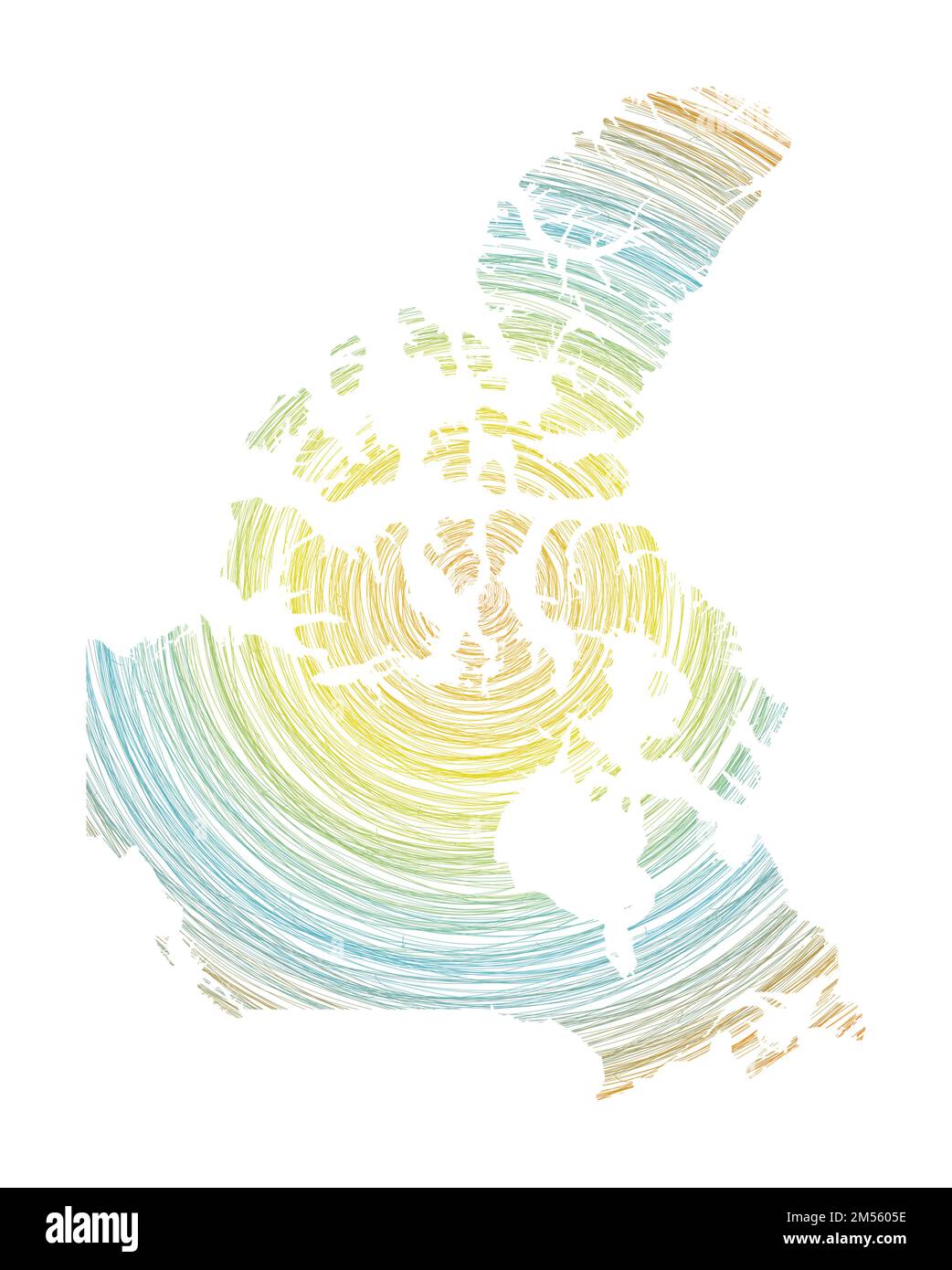 Canada map filled with concentric circles. Sketch style circles in the ...