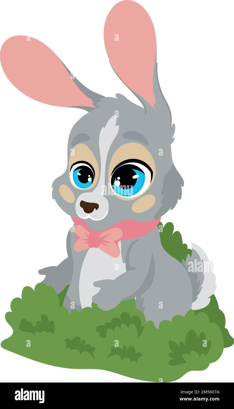 rabbit on grass happy easter Stock Vector Image & Art - Alamy