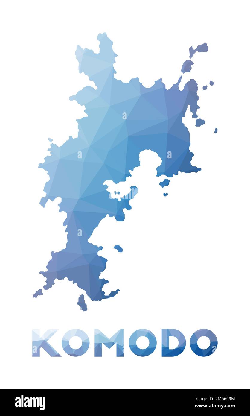 Low poly map of Komodo. Geometric illustration of the island. Komodo ...