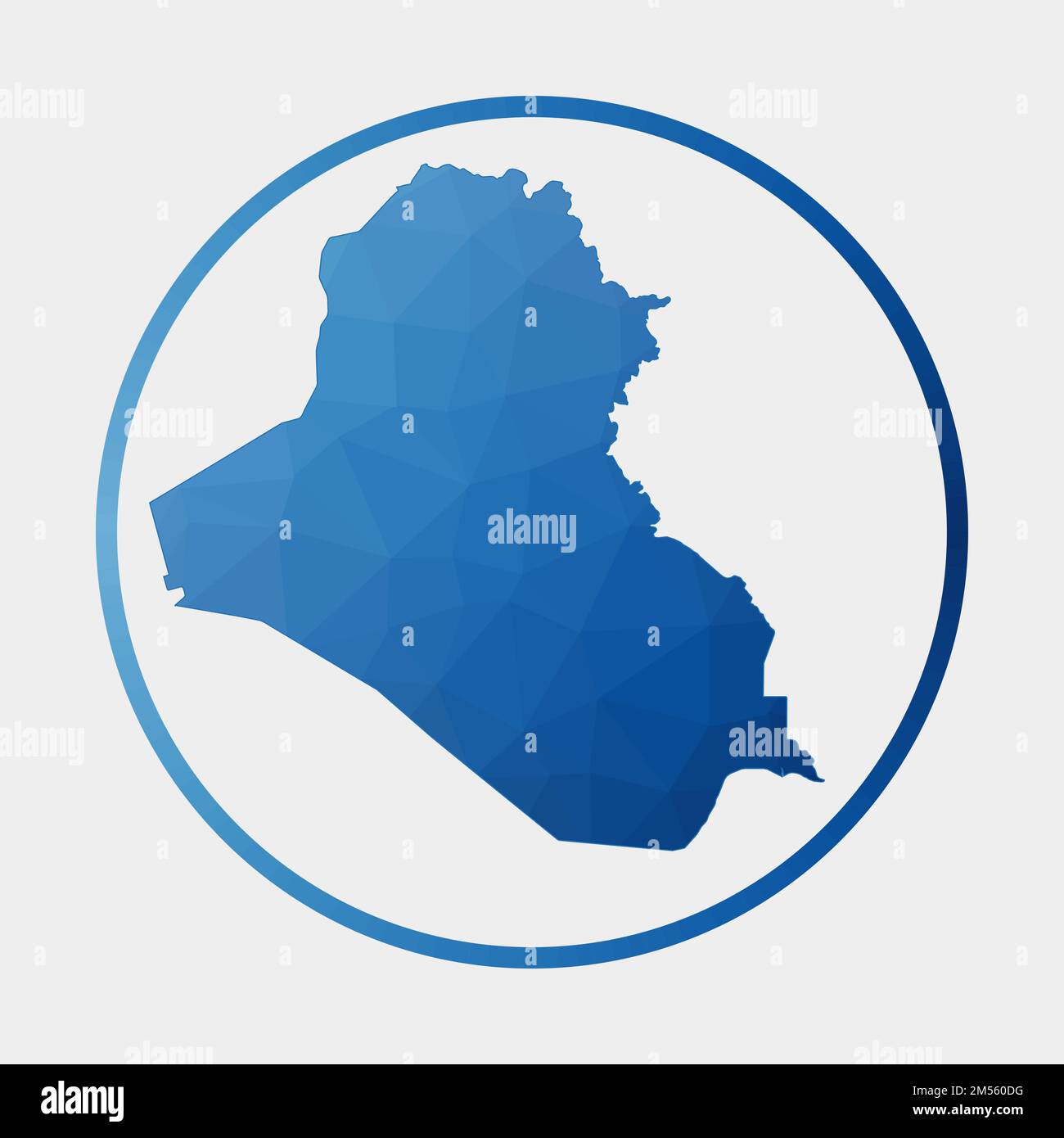 Republic of Iraq icon. Polygonal map of the country in gradient ring ...