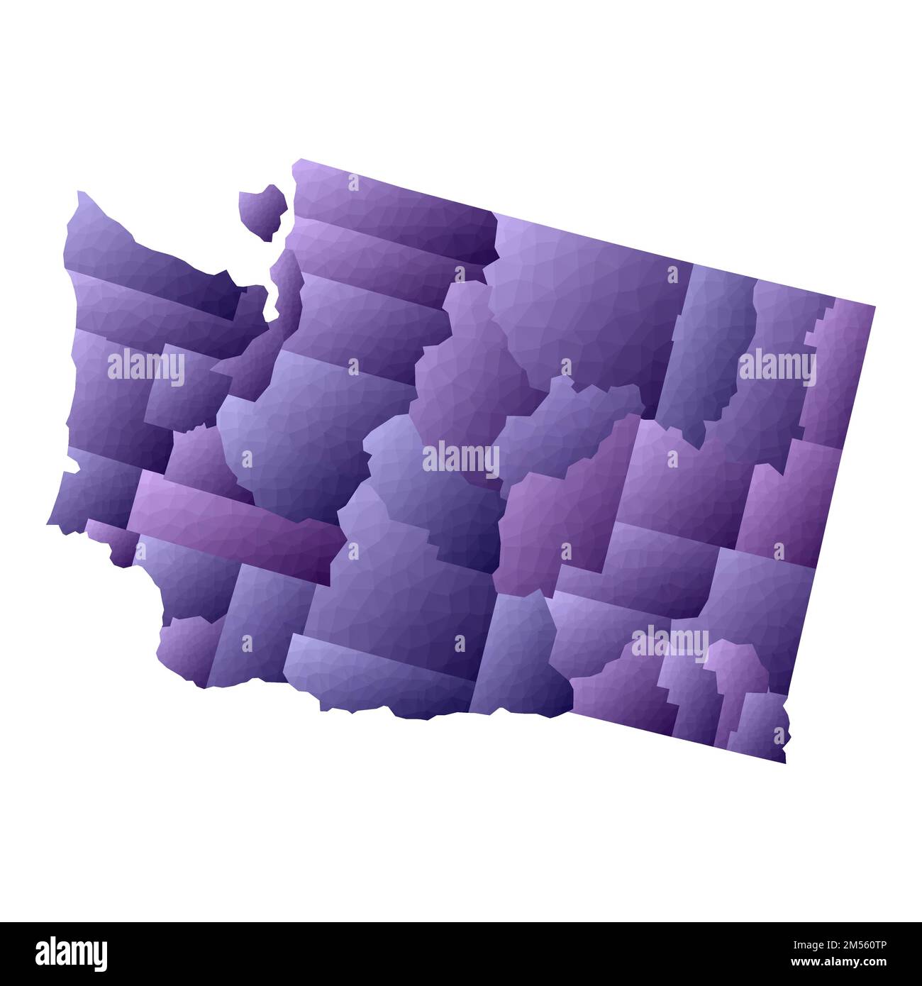 Washington map. Geometric style US state outline with counties. Fabulous violet vector ...