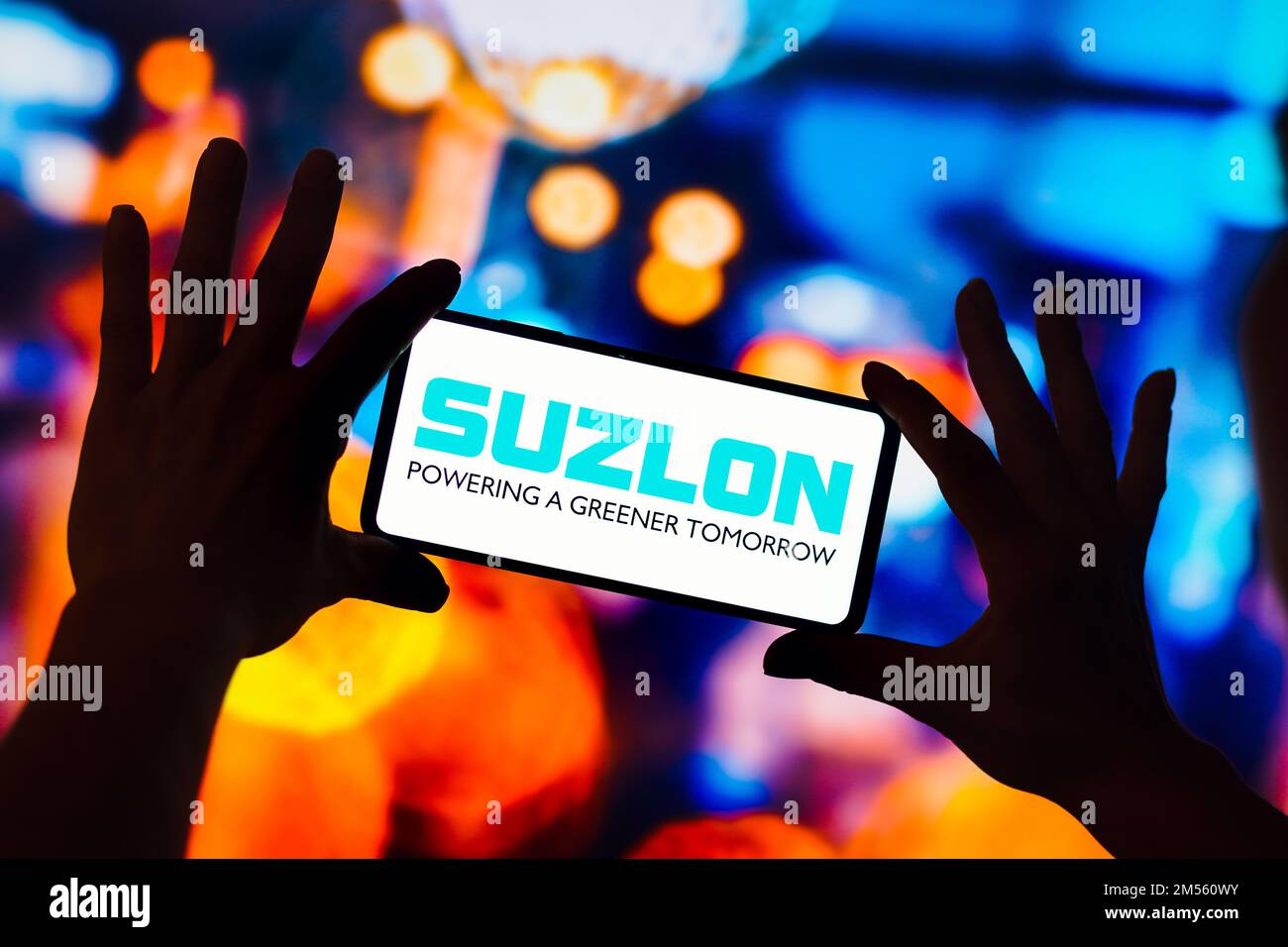 In this photo illustration, the Suzlon Energy Limited logo is displayed ...