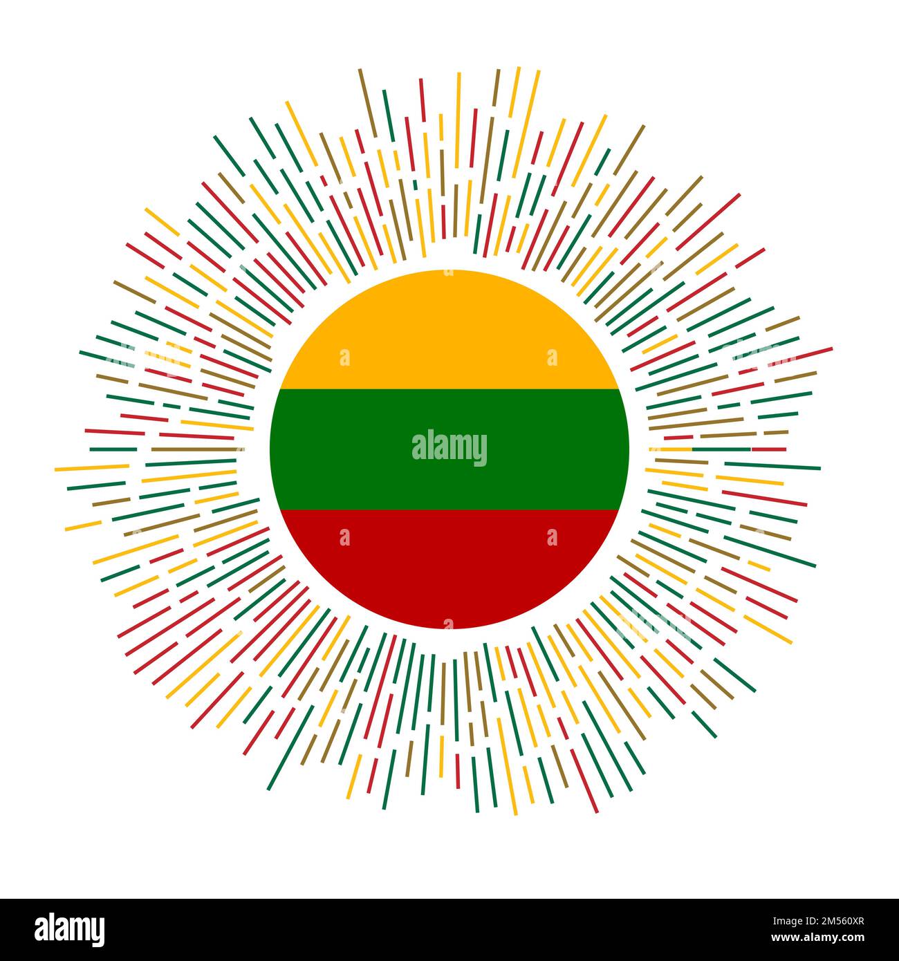 Lithuania sign. Country flag with colorful rays. Radiant sunburst with ...