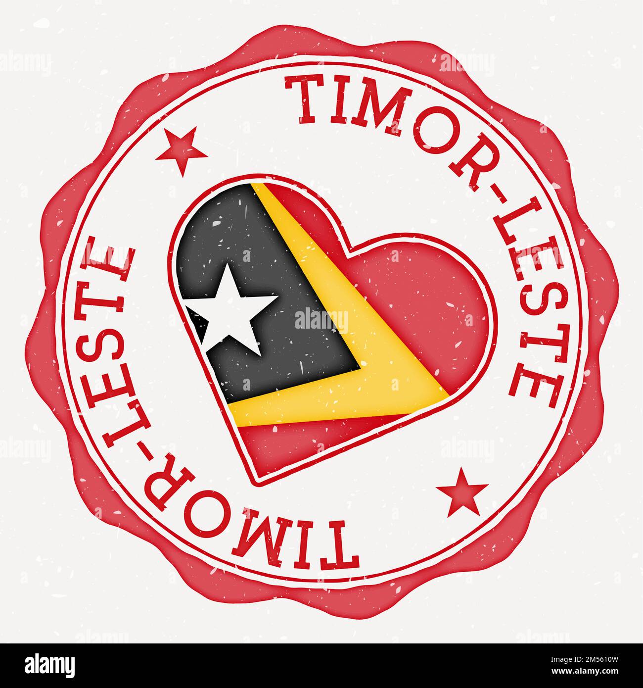 Timor-Leste heart flag logo. Country name text around Timor-Leste flag ...