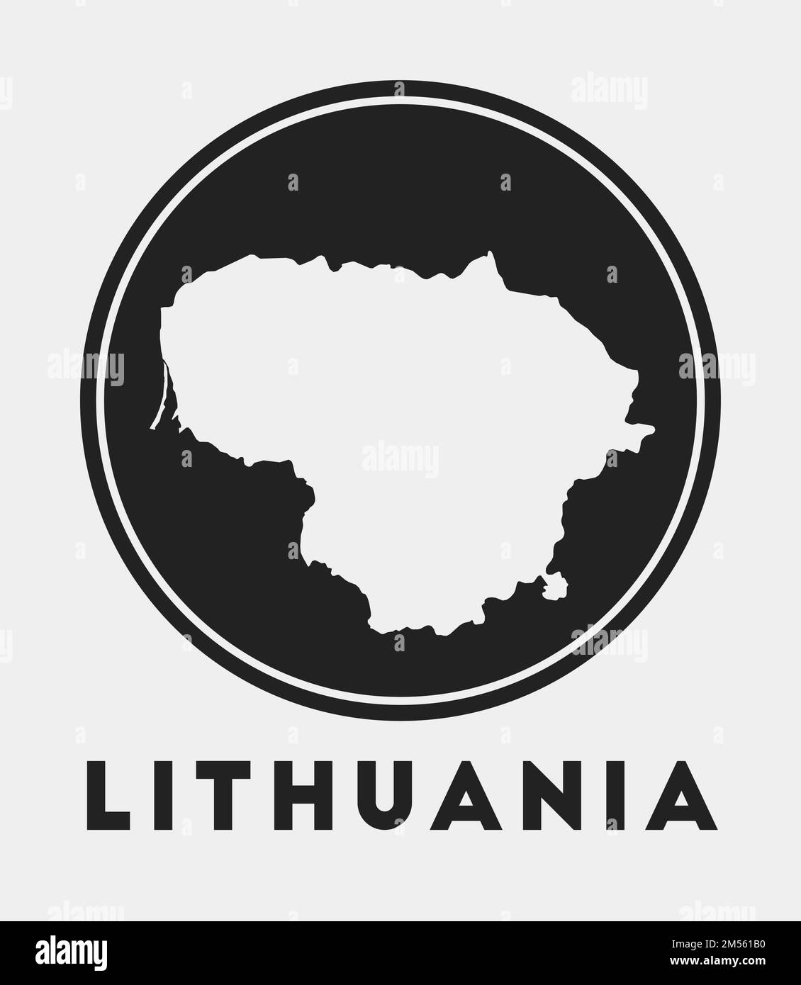 Lithuania icon. Round logo with country map and title. Stylish ...