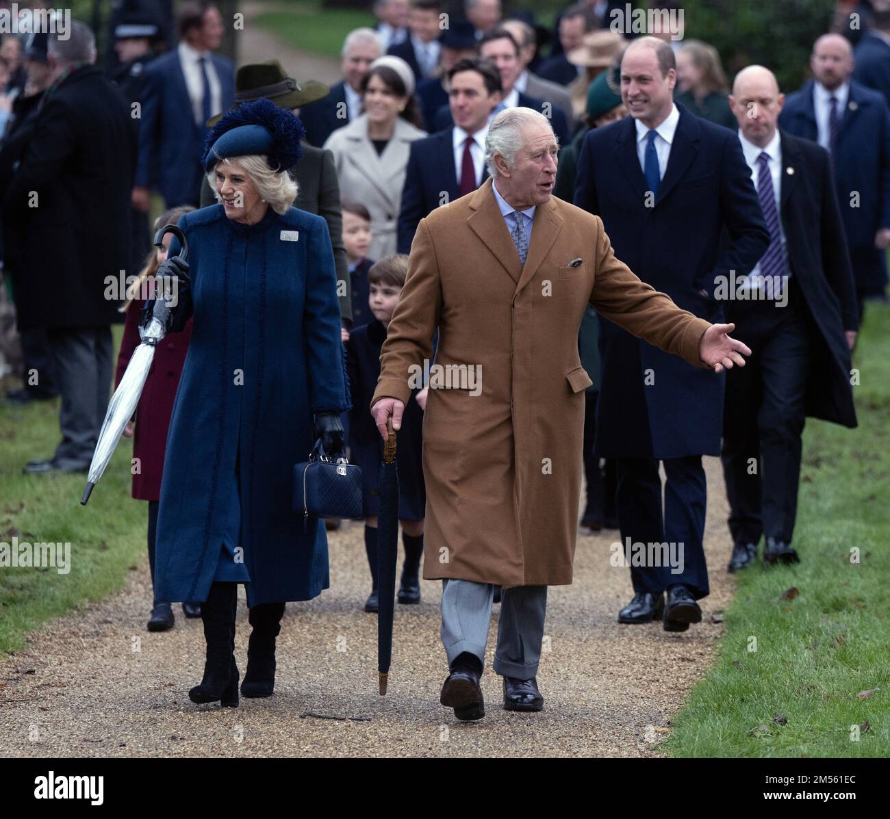 Sandringham, UK. 25 December, 2022. Camilla, Queen Consort, Prince ...