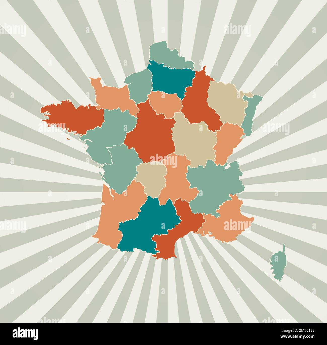 France map. Poster with map of the country in retro color palette ...