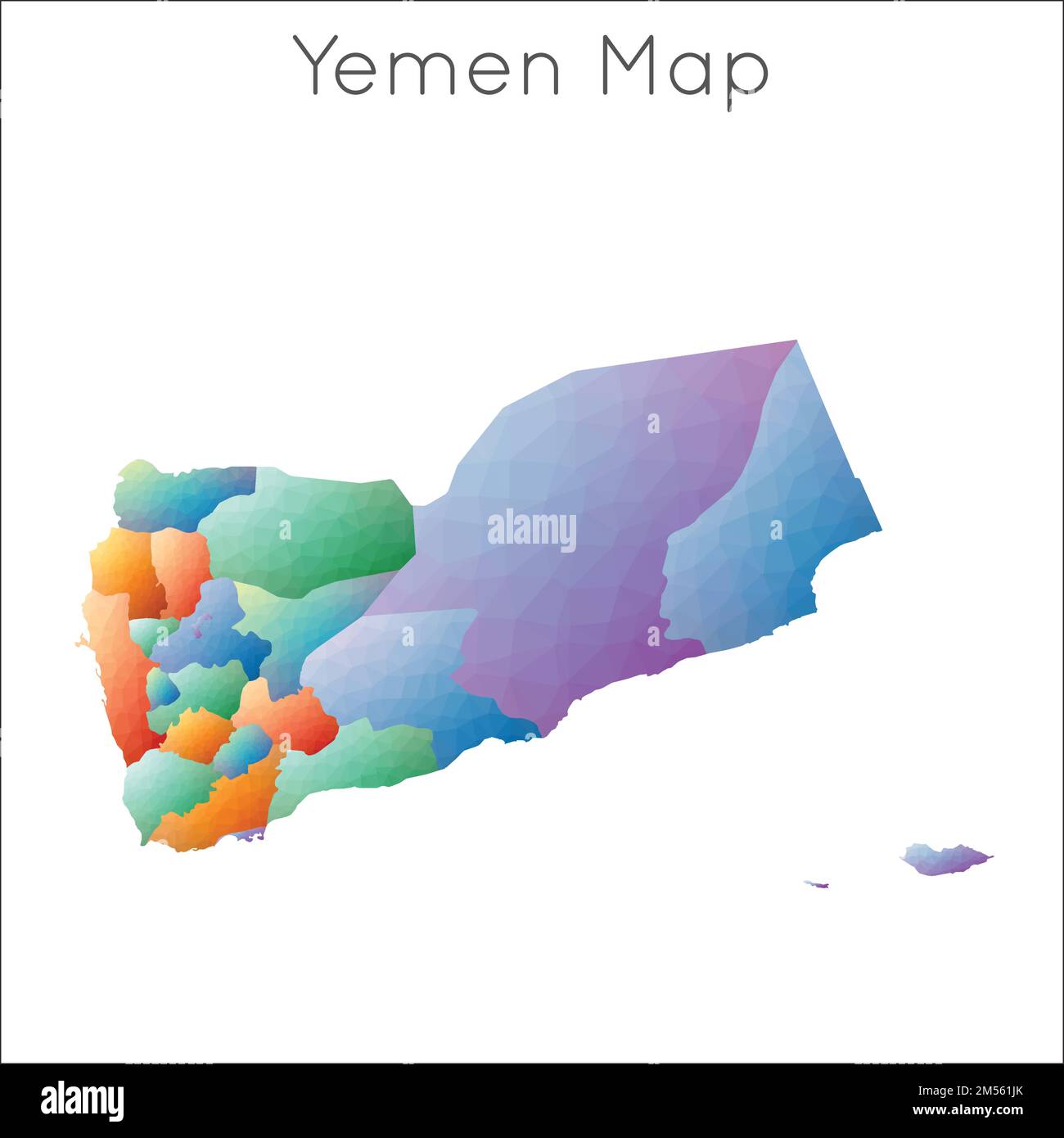 Low poly map of Yemen. Yemen geometric polygonal, mosaic style map ...