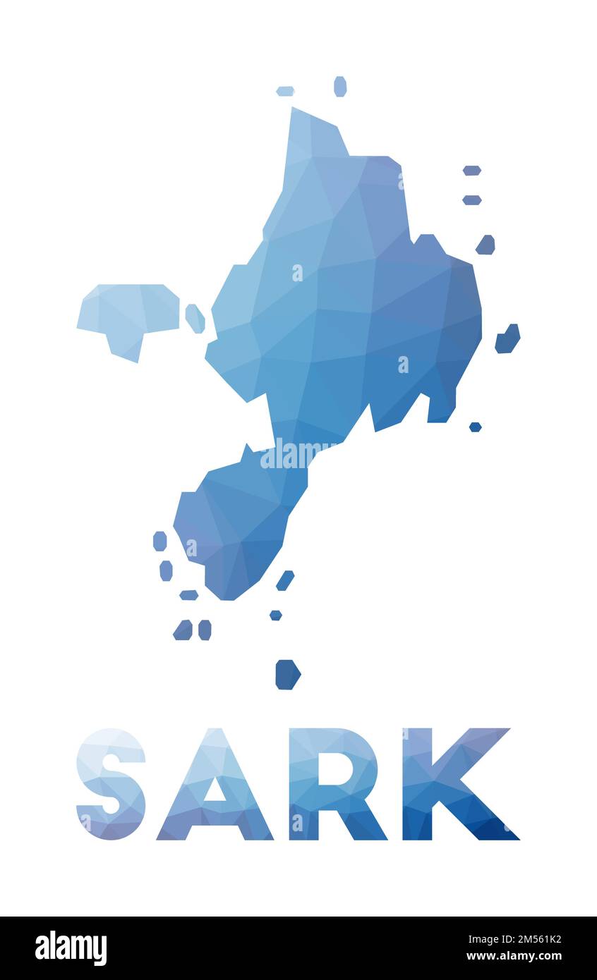 Low poly map of Sark. Geometric illustration of the island. Sark ...