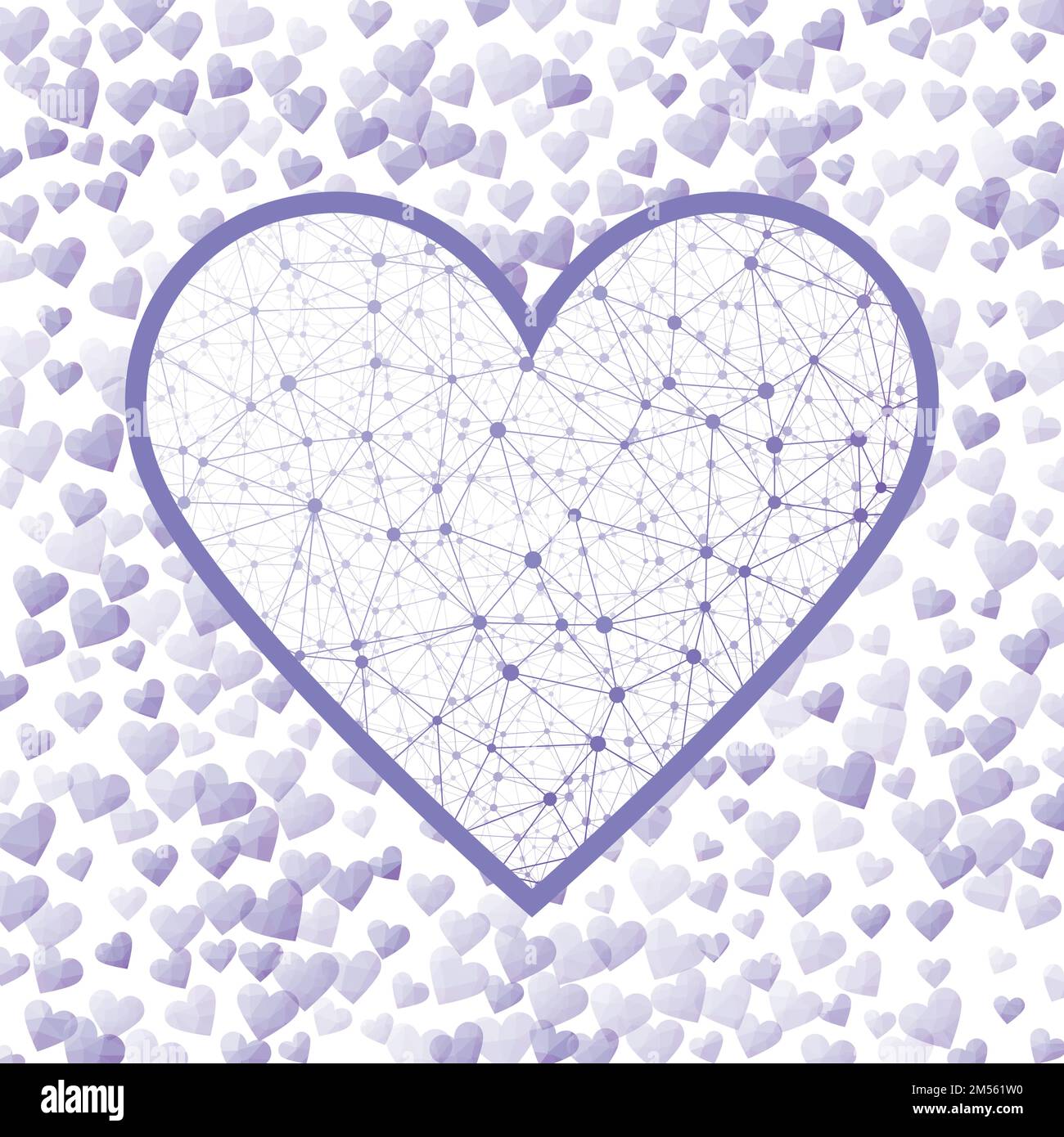 Cyber Love concept. Geometric heart mesh in purple color shades, purple ...
