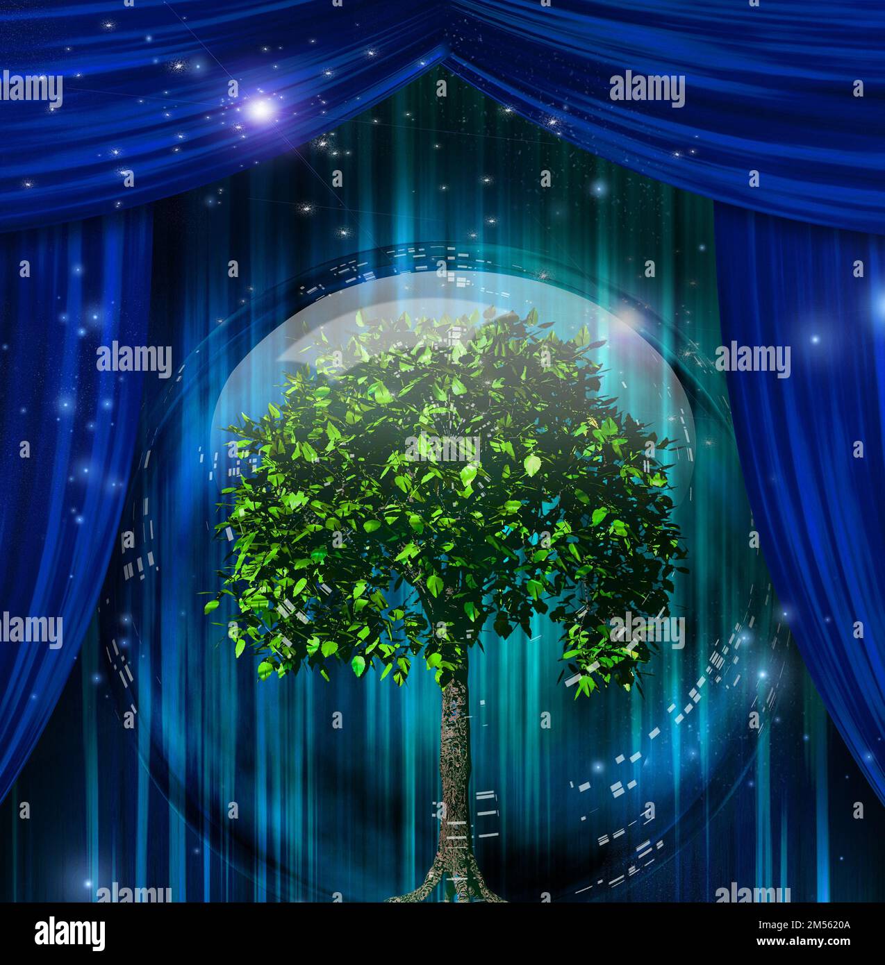 Green tree in crystal ball. 3D rendering Stock Photo - Alamy
