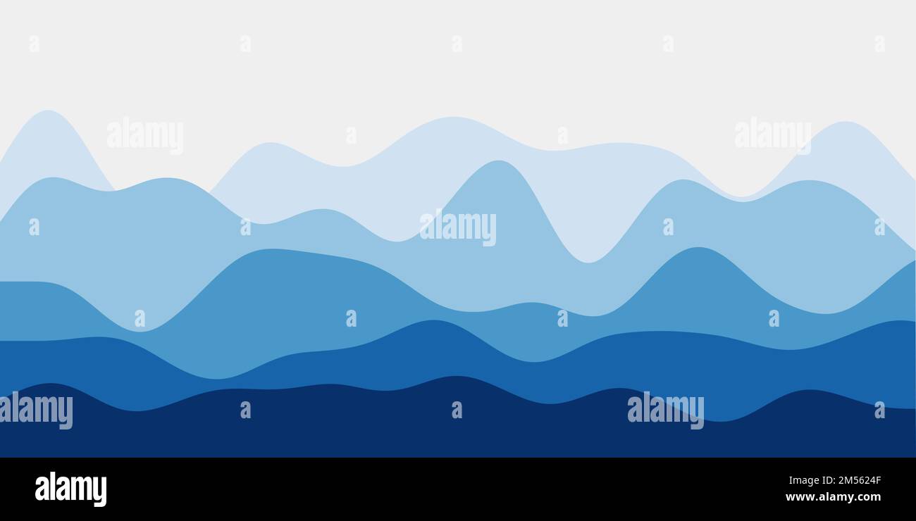 Abstract blue hills background. Colorful waves elegant vector ...