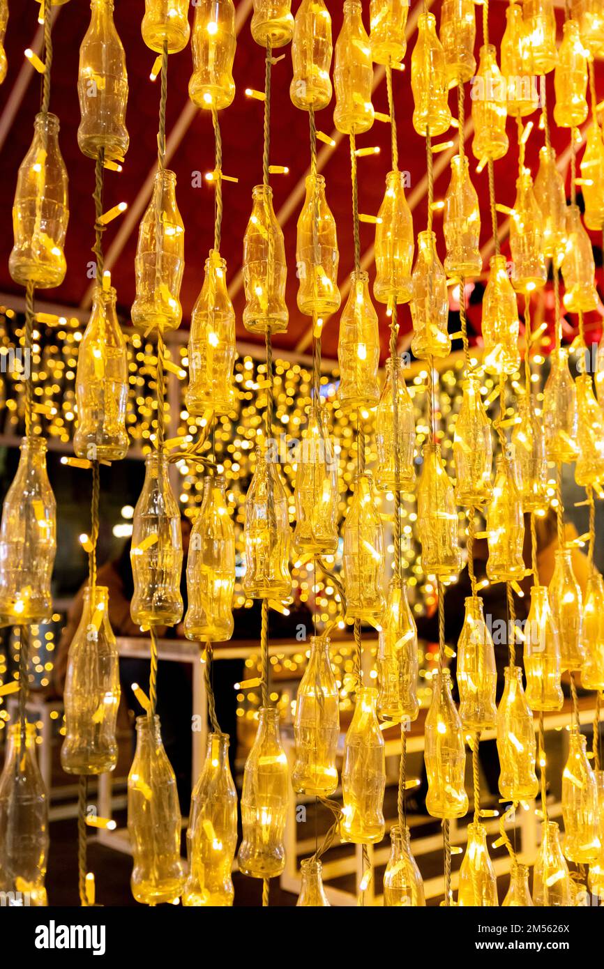 Belgrade, Serbia - December 23, 2022: Coca Cola bottles with lights at ...