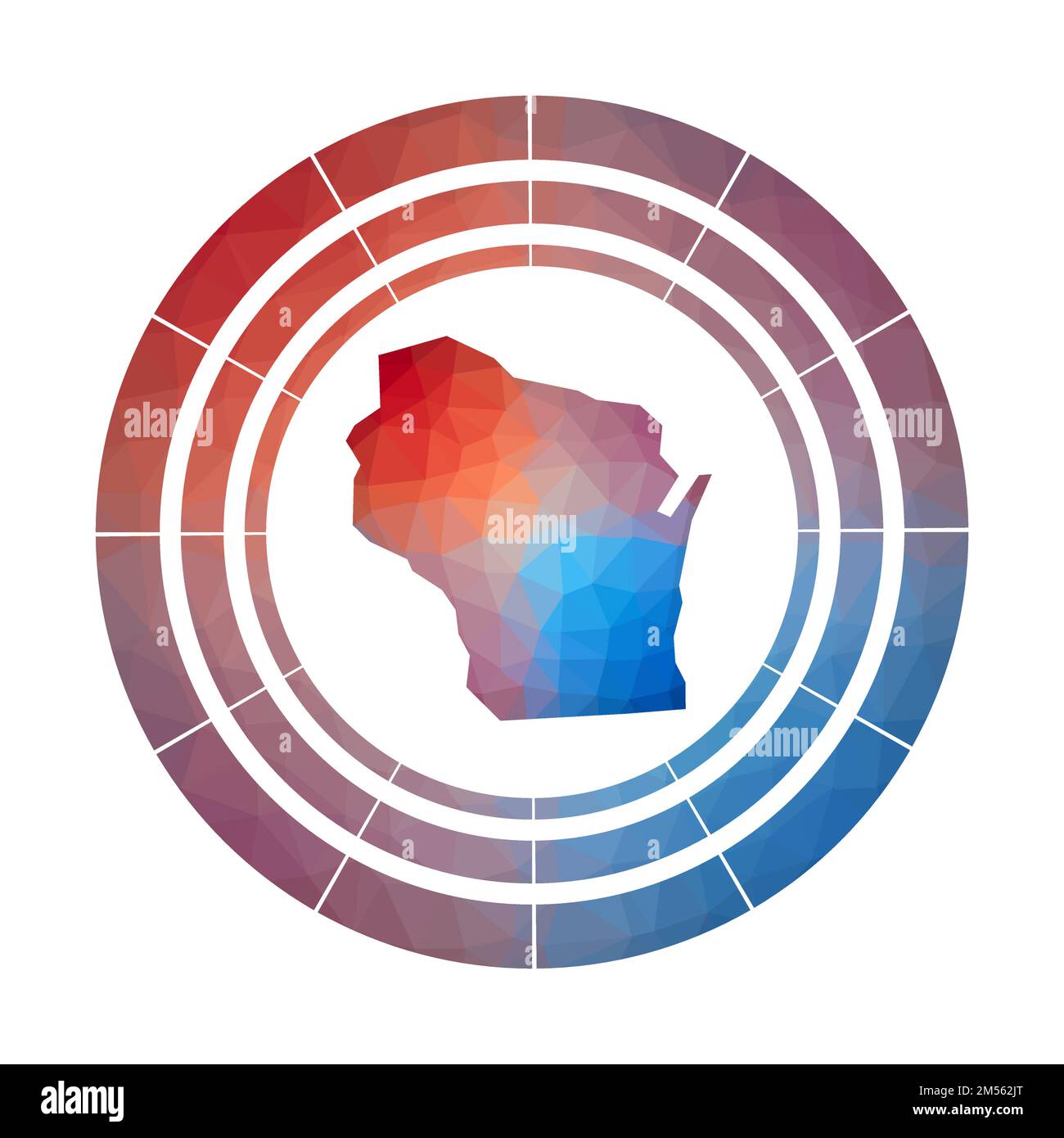 Wisconsin badge. Bright gradient logo of US state in low poly style ...