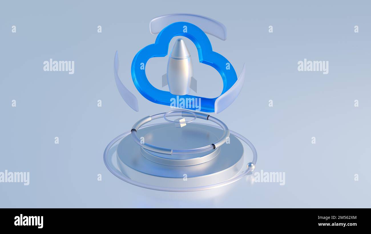 Digital cloud computing concept. 3d rendering Stock Photo - Alamy
