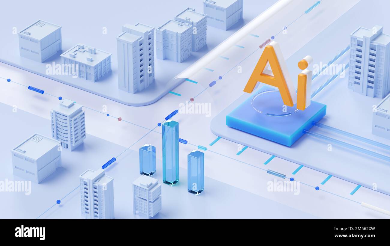 Digital smart city and abstract crystal glass connection, big data ...