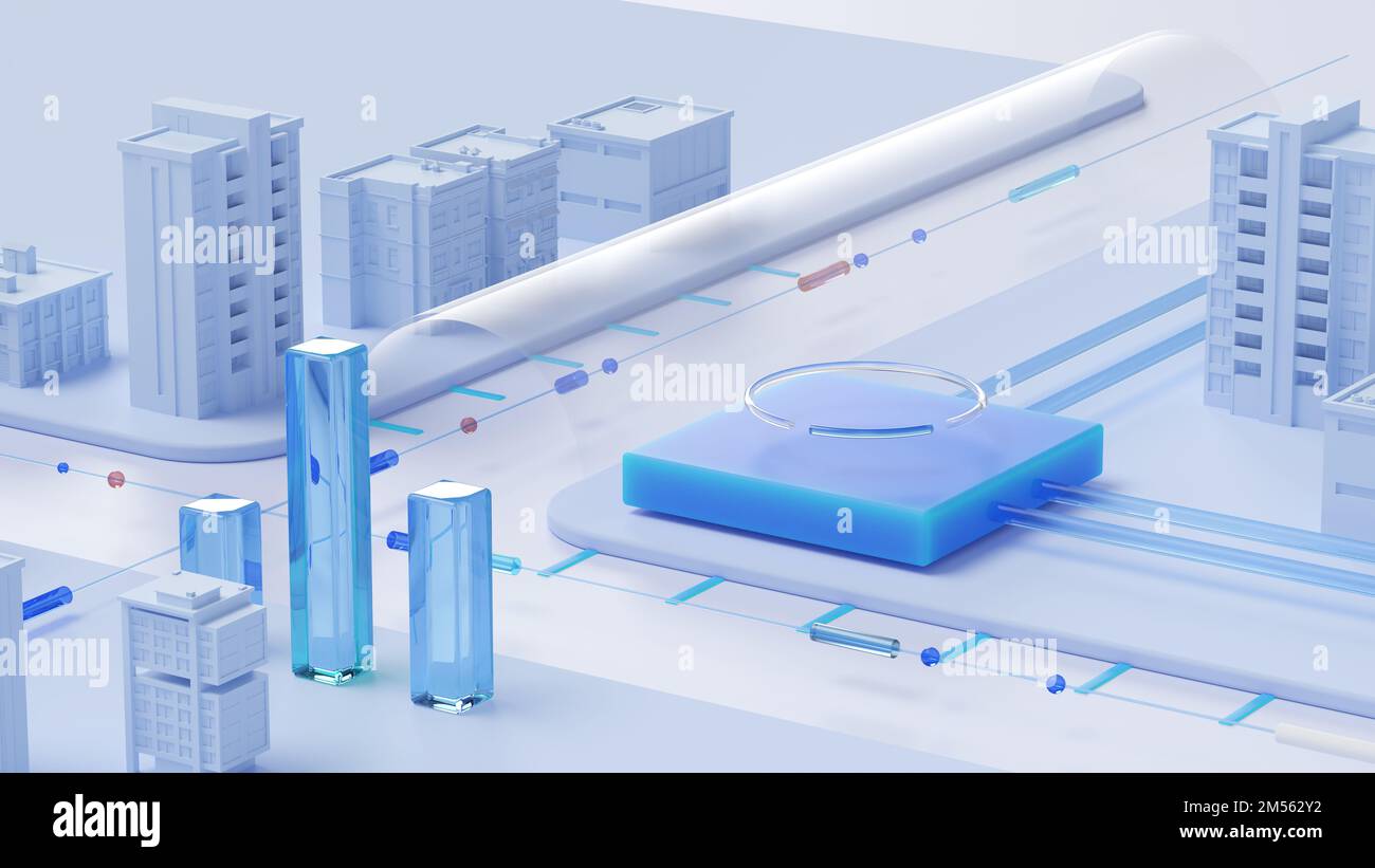 Digital smart city and abstract crystal glass connection, big data ...