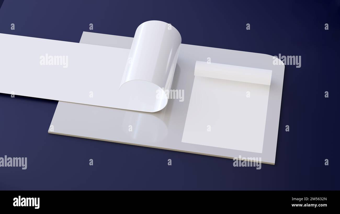 Mockup business template with blank paper, 3d rendering Stock Photo - Alamy
