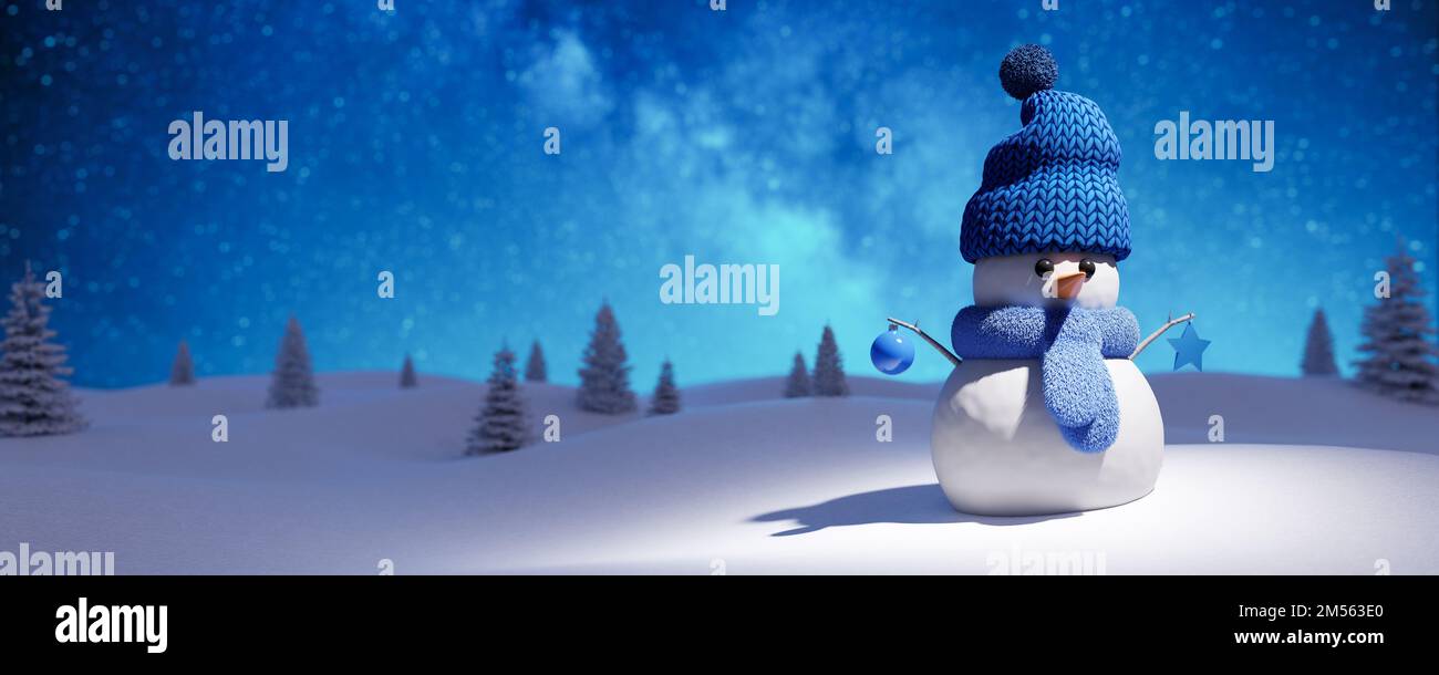 Snowman night winter forest hi-res stock photography and images - Alamy