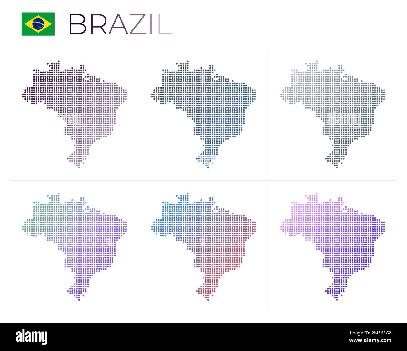 Brazil dotted map set. Map of Brazil in dotted style. Borders of the ...