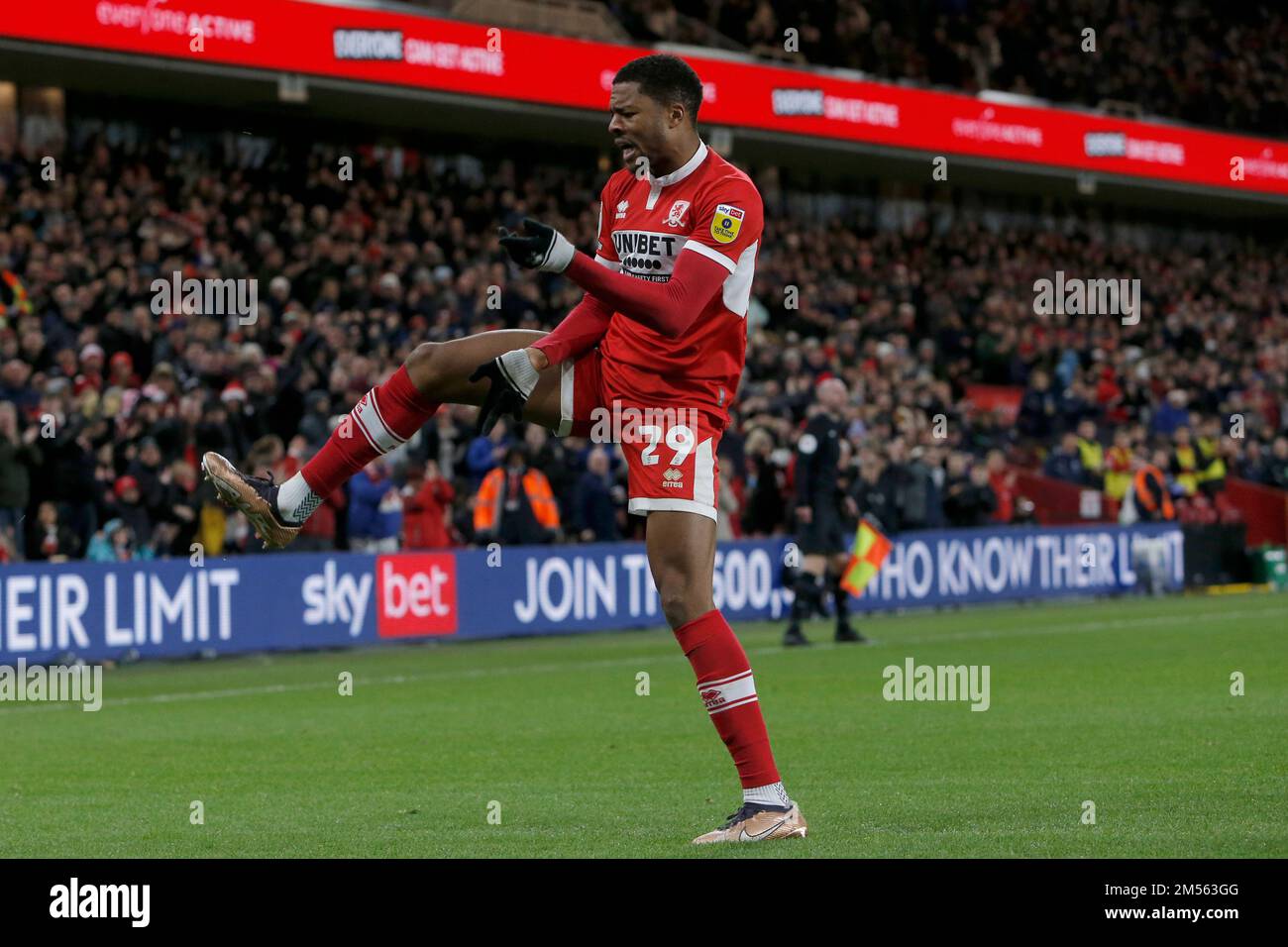 Middlesbrough's Chuba Akpom celebrates after scoring their sides second ...