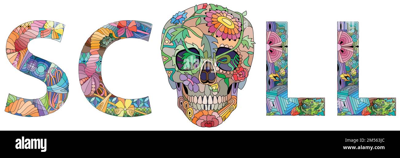 SCULL zentangle styled. May be used for print on t-shirt, wallpaper or ...