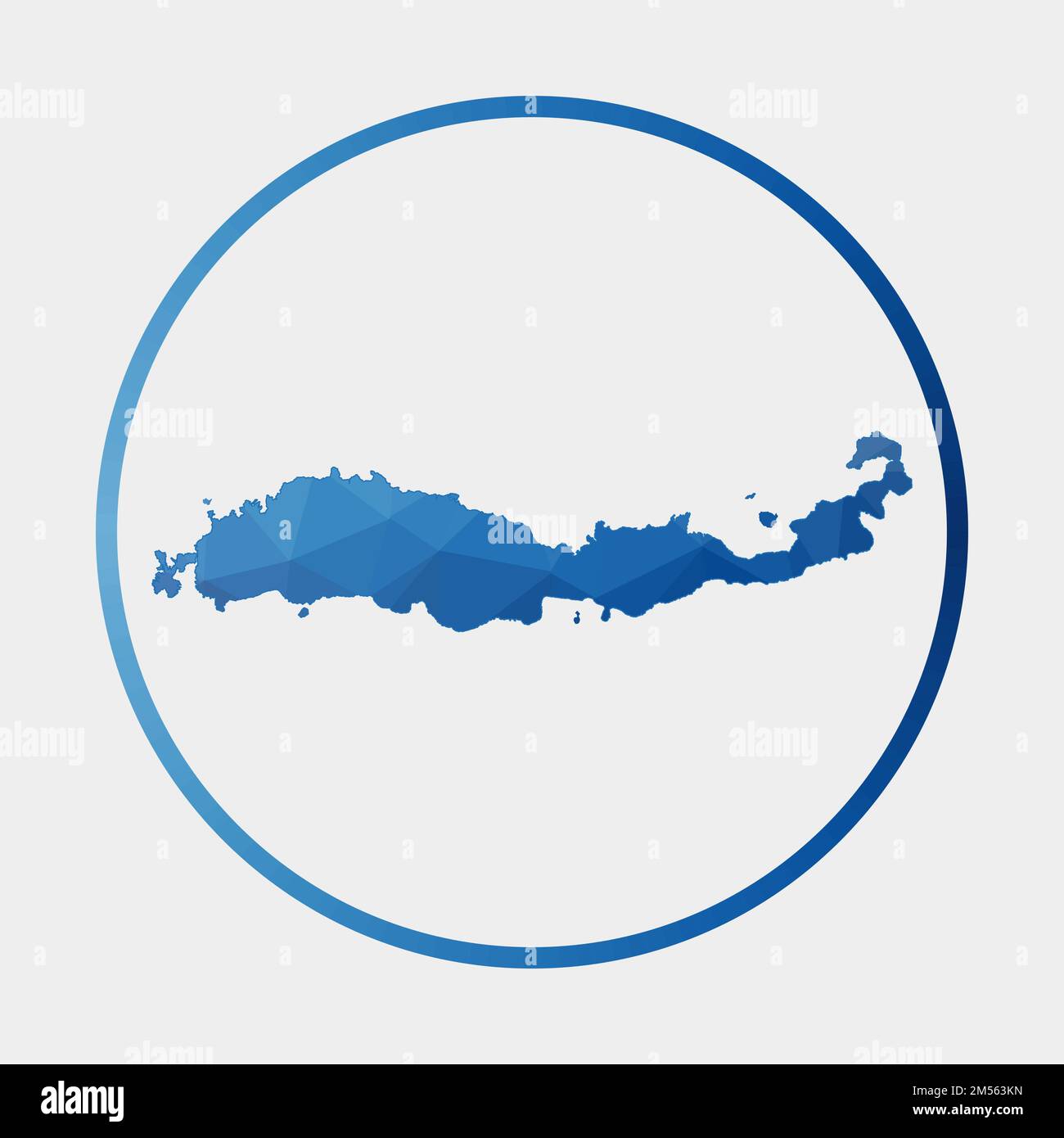Flores icon. Polygonal map of the island in gradient ring. Round low ...