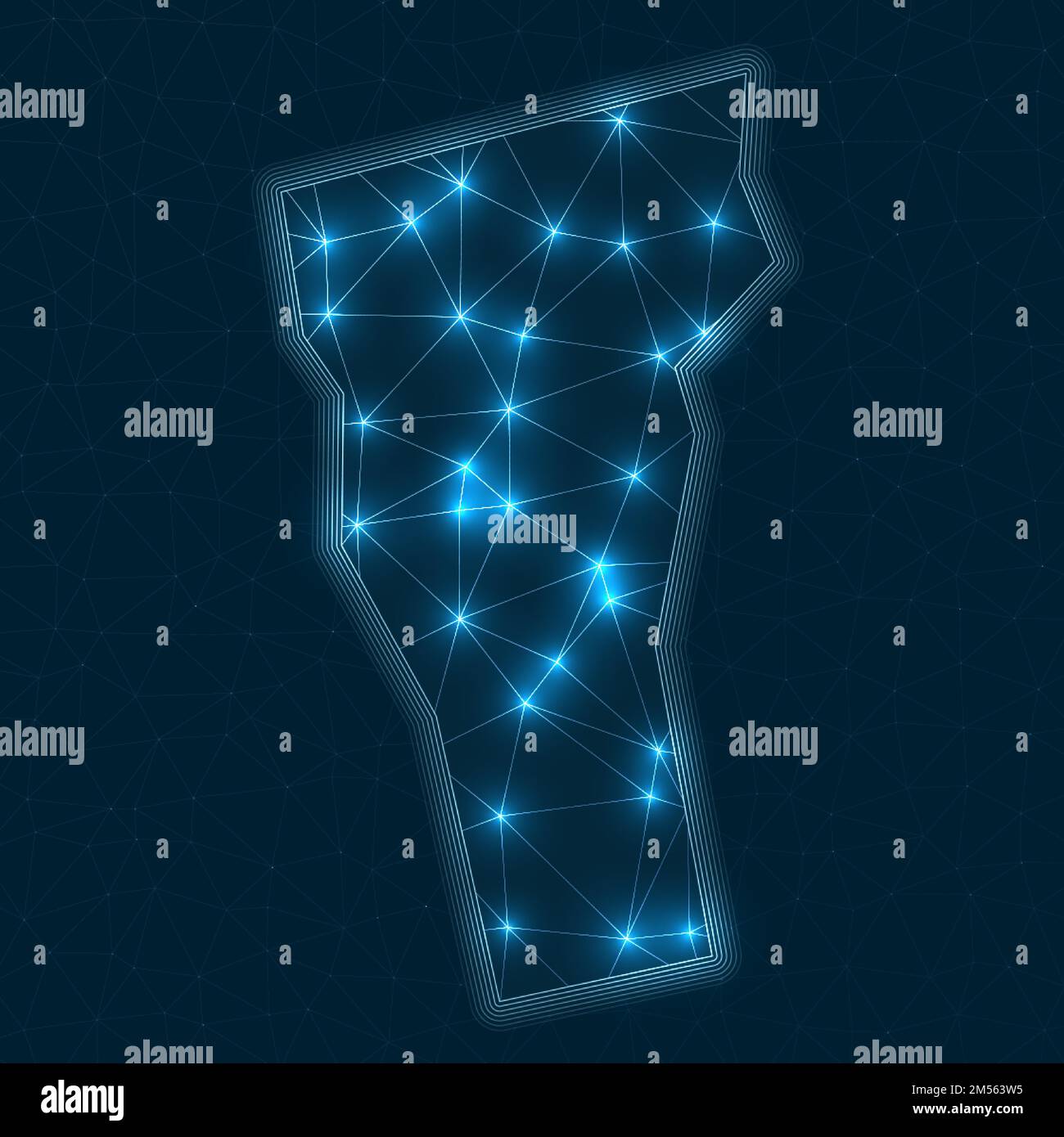 Vermont network map. Abstract geometric map of the US state. Digital ...