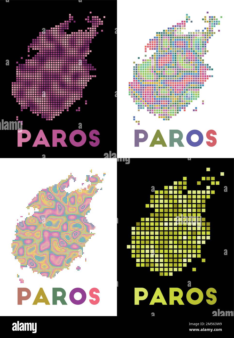 Paros map. Collection of map of Paros in dotted style. Borders of the ...