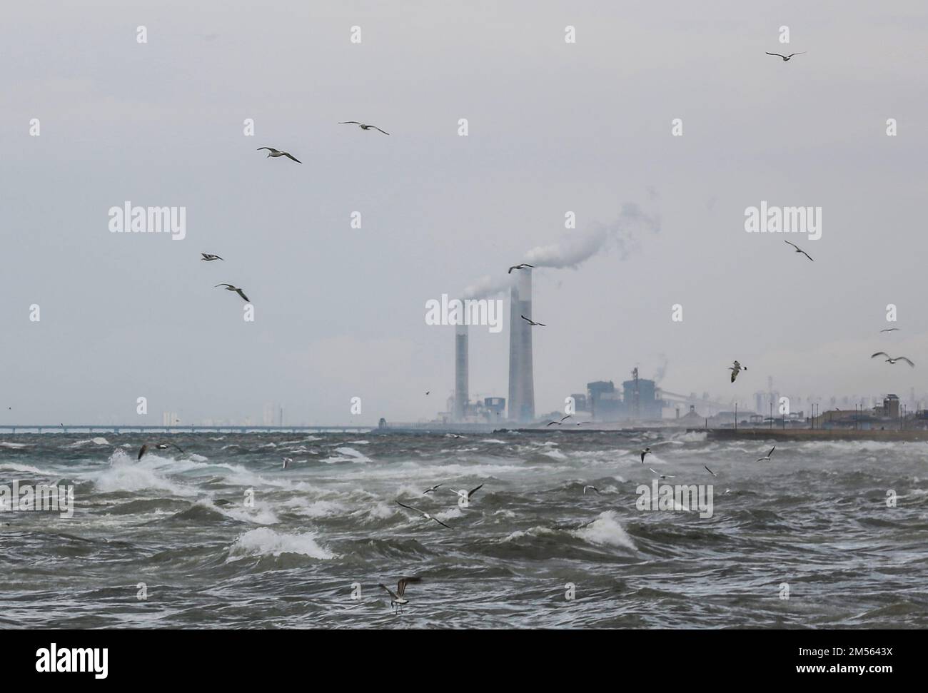 Gaza, Palestine. 26th Dec, 2022. The chimneys of the Israeli factories ...
