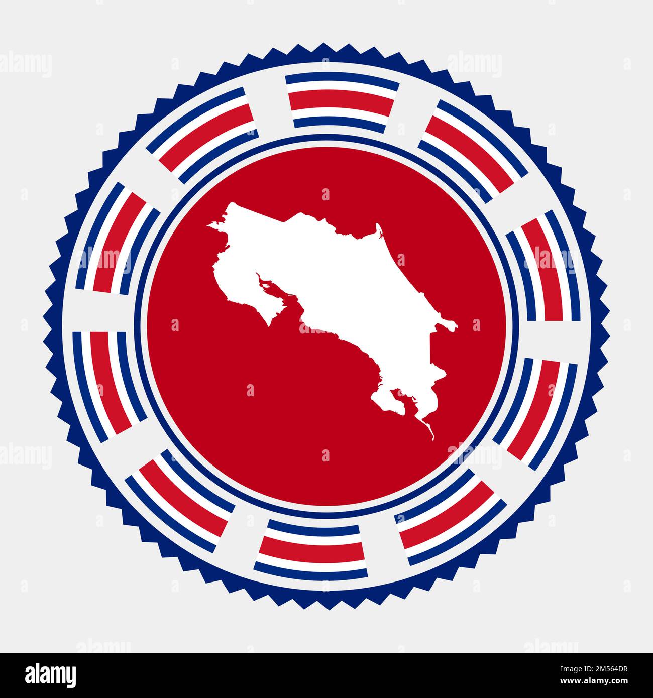 Costa Rica flat stamp. Round logo with map and flag of Costa Rica ...