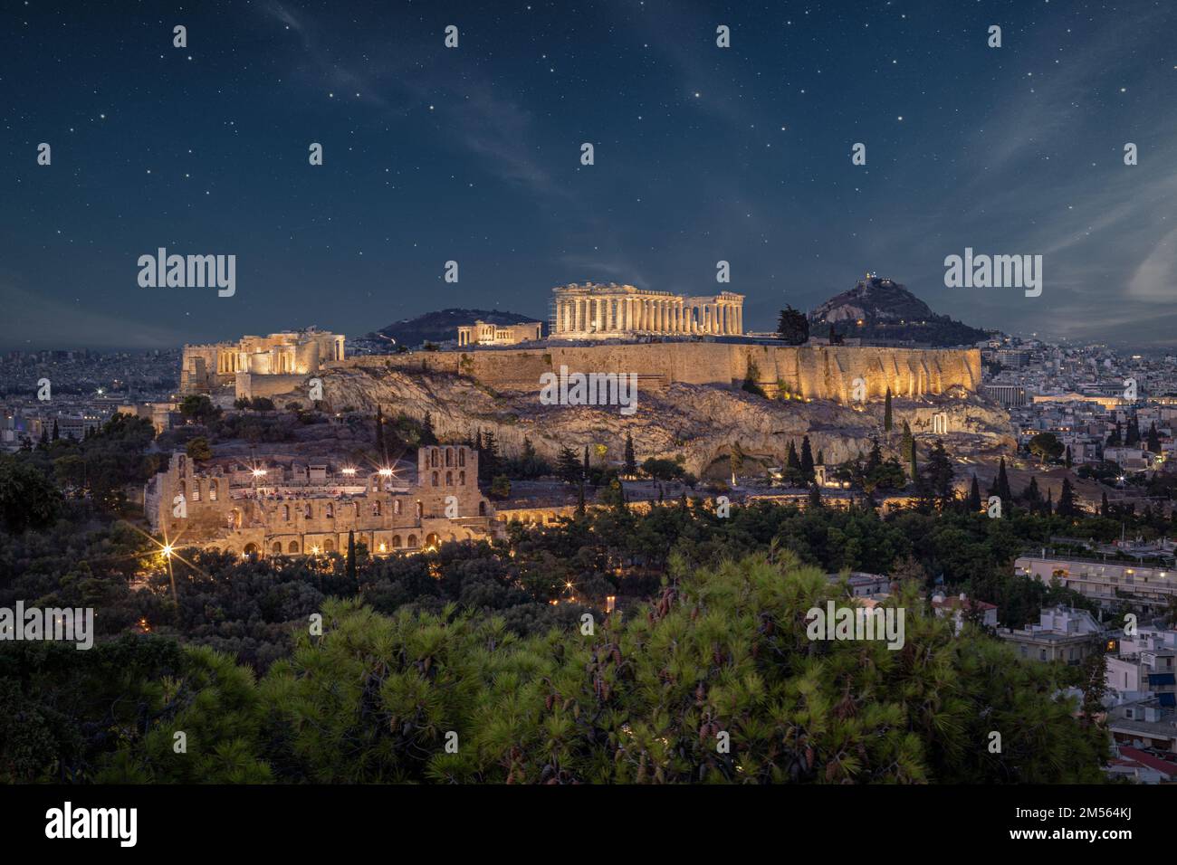 The beautiful view of the Acropolis of Athens at night Stock Photo - Alamy