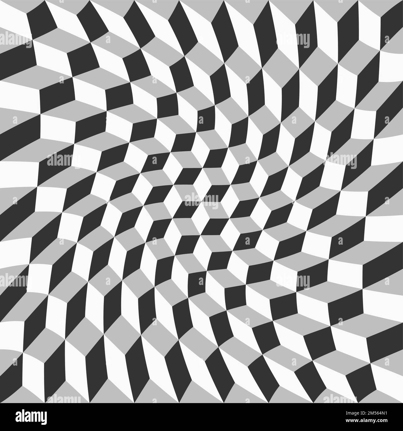 Grid of Cubes with Wavy Distortion Effect. Digital Geometric Style. Elegant Wallpaper Design for ...