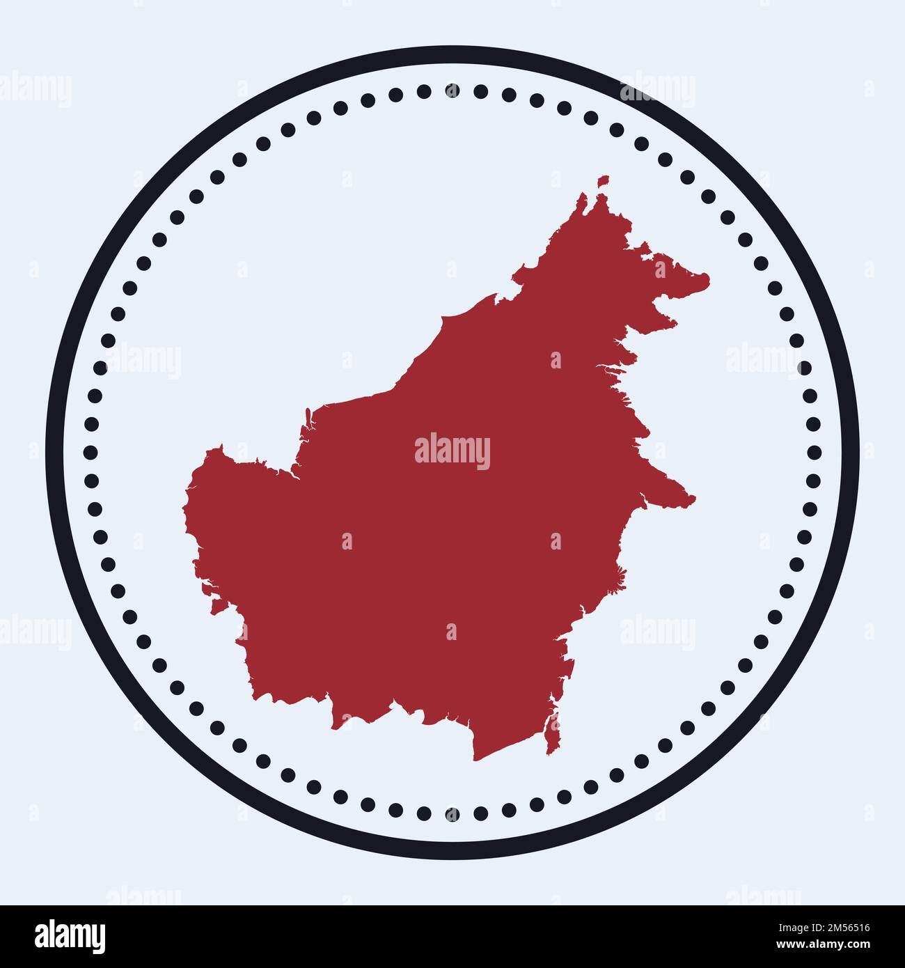 Borneo round stamp. Round logo with island map and title. Stylish ...