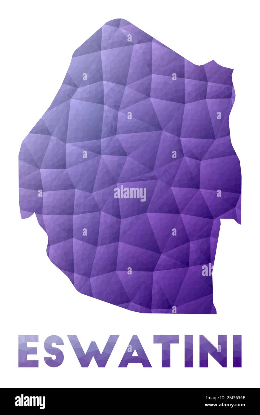 Map of Eswatini. Low poly illustration of the country. Purple geometric design. Polygonal vector ...