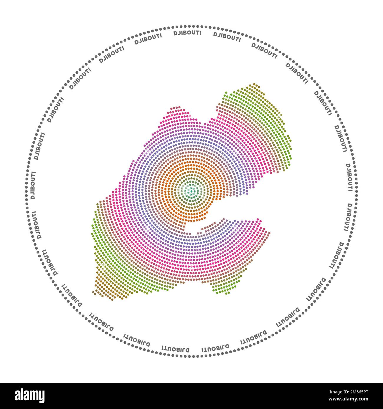 Djibouti round logo. Digital style shape of Djibouti in dotted circle ...