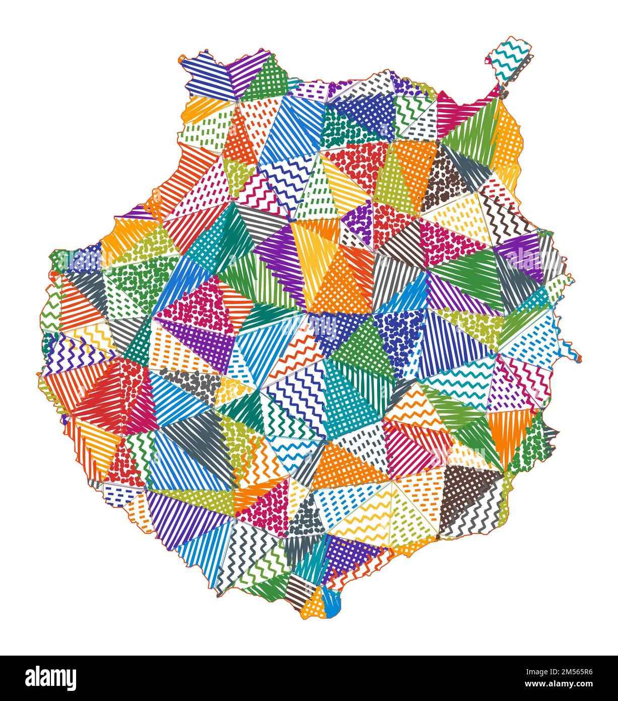 Kid style map of Gran Canaria. Hand drawn polygons in the shape of Gran ...