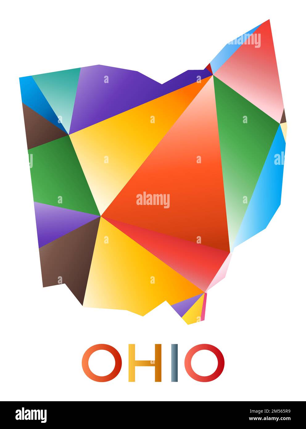 Bright colored Ohio shape. Multicolor geometric style US state logo ...
