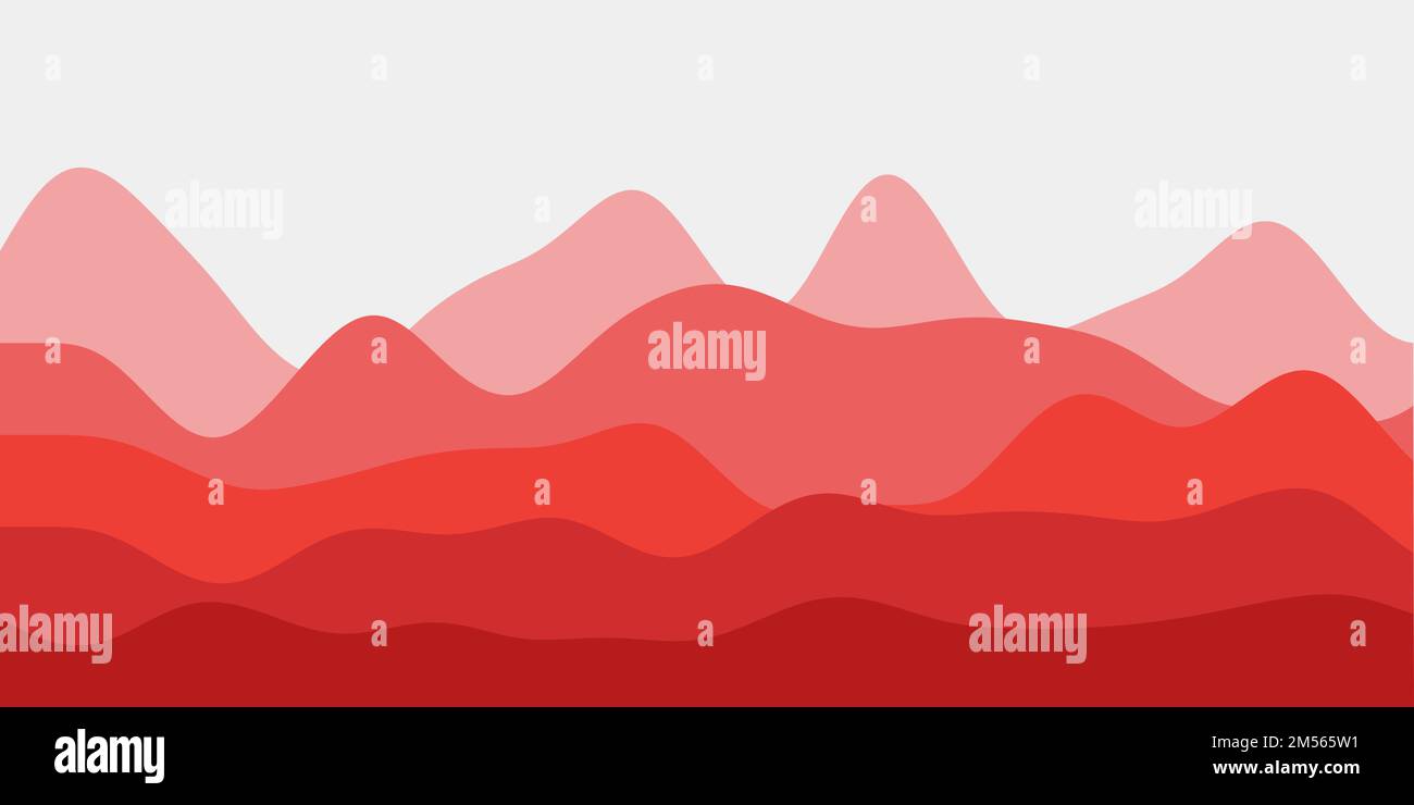 Abstract red hills background. Colorful waves superb vector ...