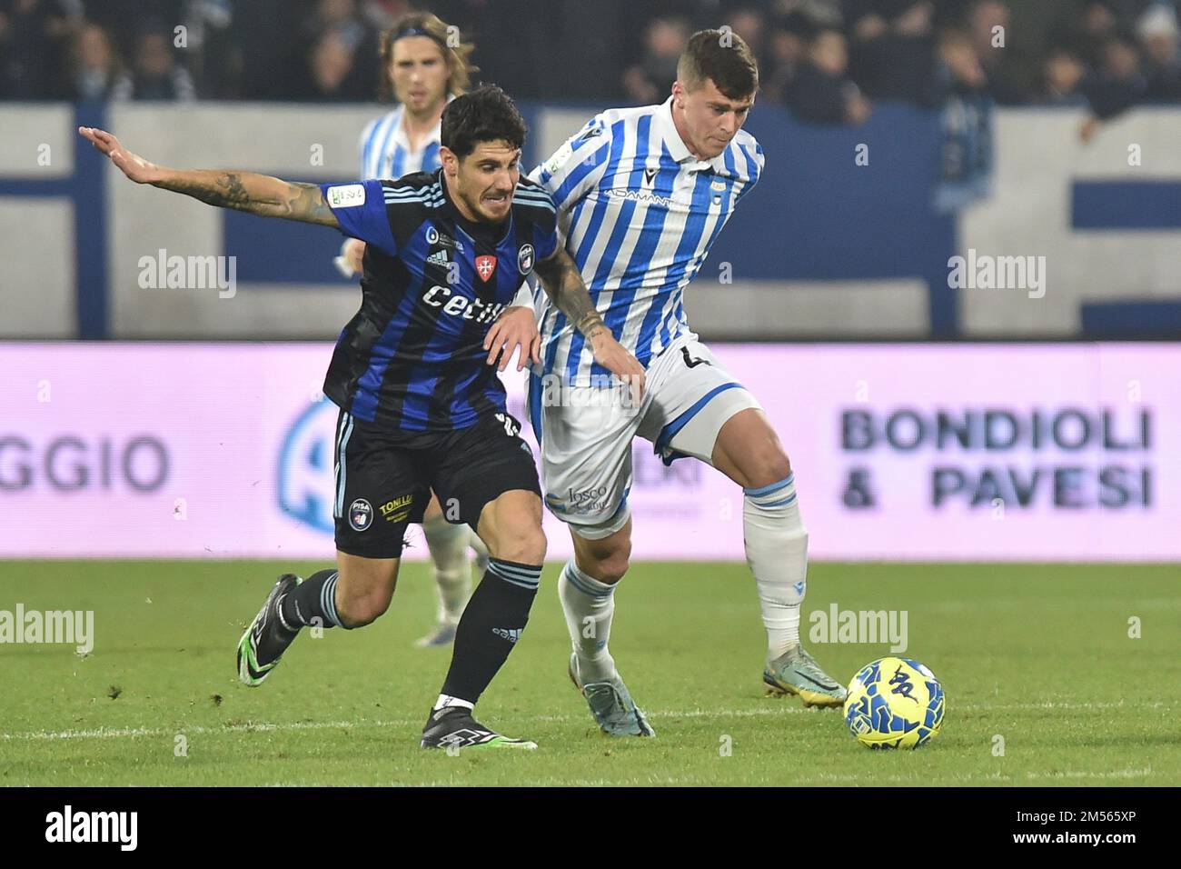 Georgi Tunjov (Spal) thwarted by Giuseppe Mastinu (Pisa) during the ...