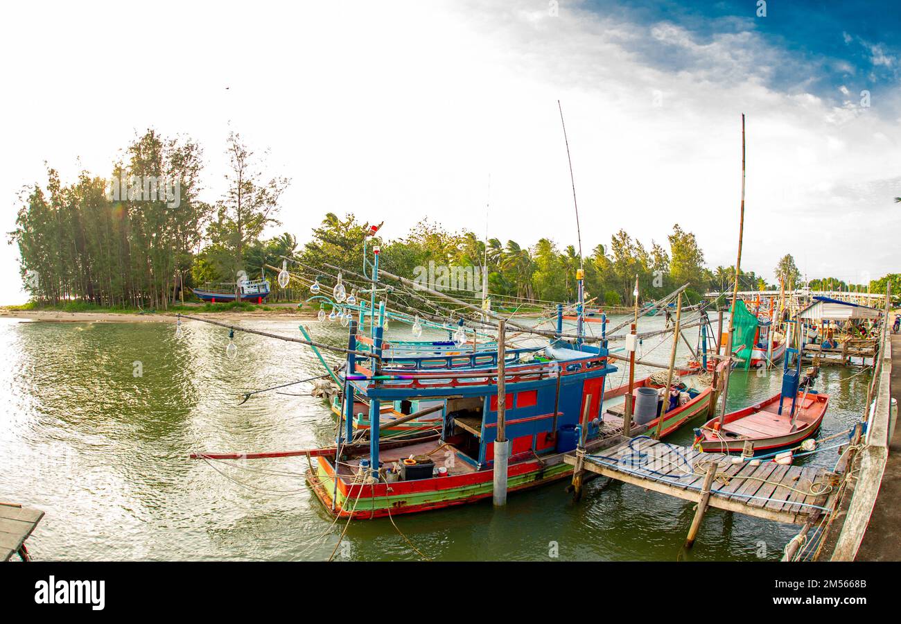 December 16 2022- Pathio Thailand Chumphon area- Colorful fishing boats ...