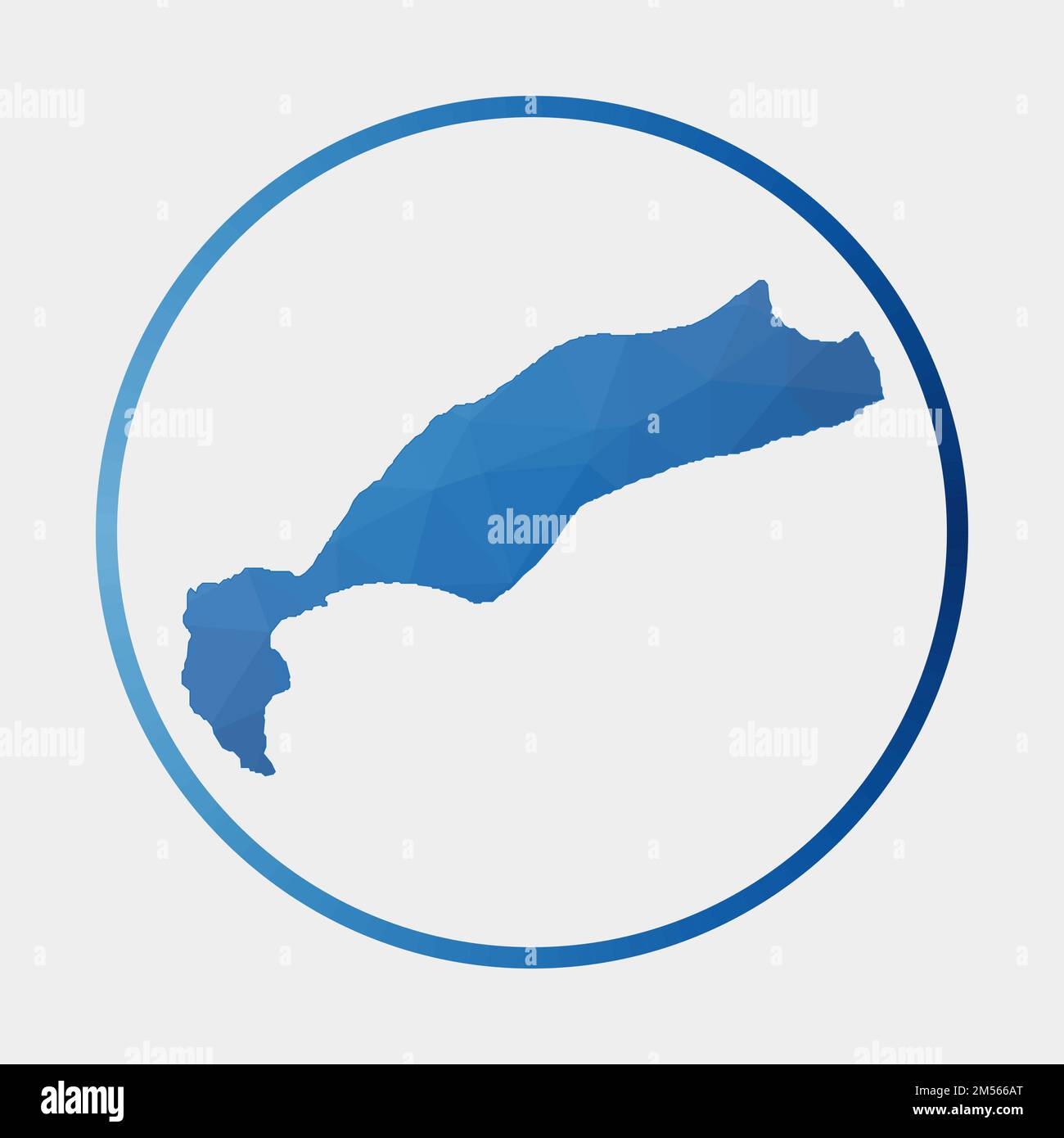 Kos icon. Polygonal map of the island in gradient ring. Round low poly ...