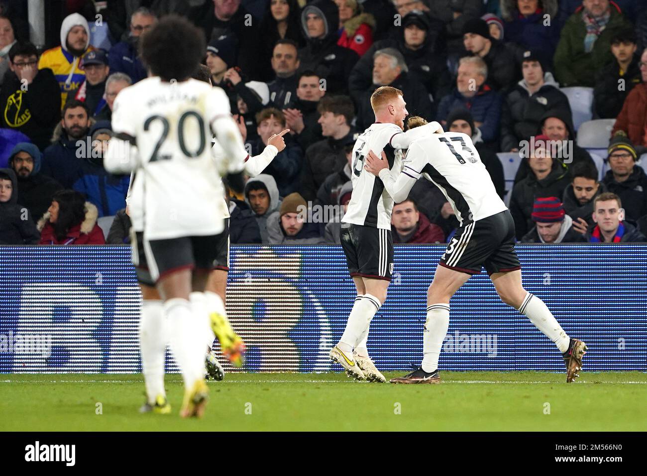 Fulham's Tim Ream (right) celebrates scoring their side's second goal ...