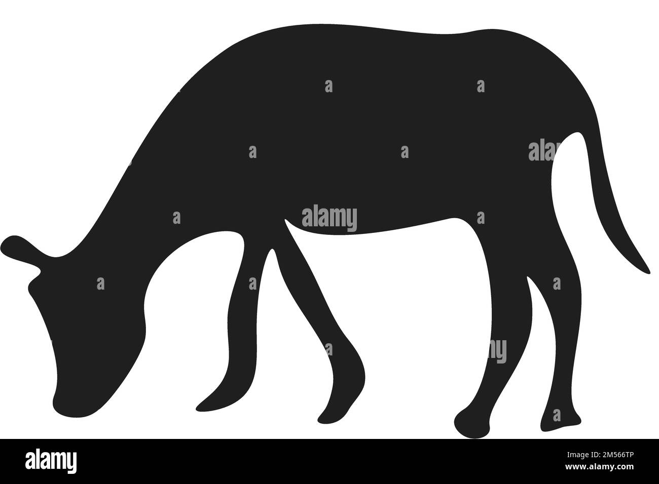 Grazing animal silhouette. Donkey or cow. Vector illustration Stock ...