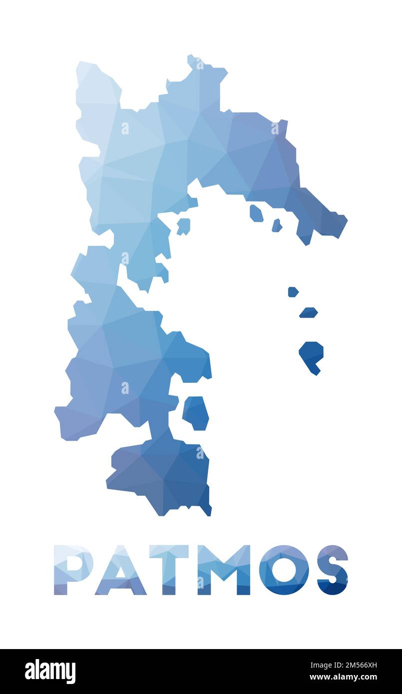 Low poly map of Patmos. Geometric illustration of the island. Patmos ...
